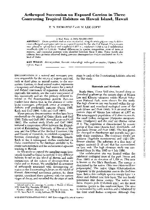(PDF) Arthropod succession on exposed carrion in three contrasting ...