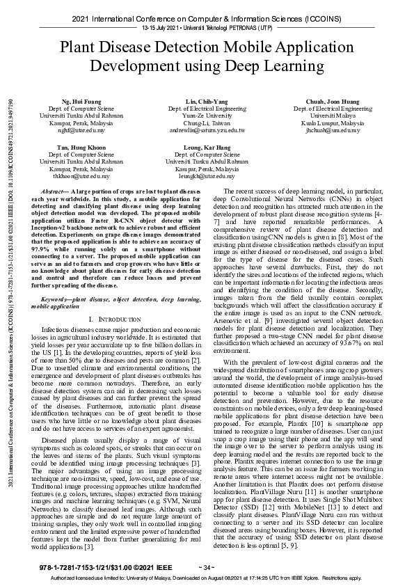 (PDF) Plant Disease Detection Mobile Application Development using Deep ...