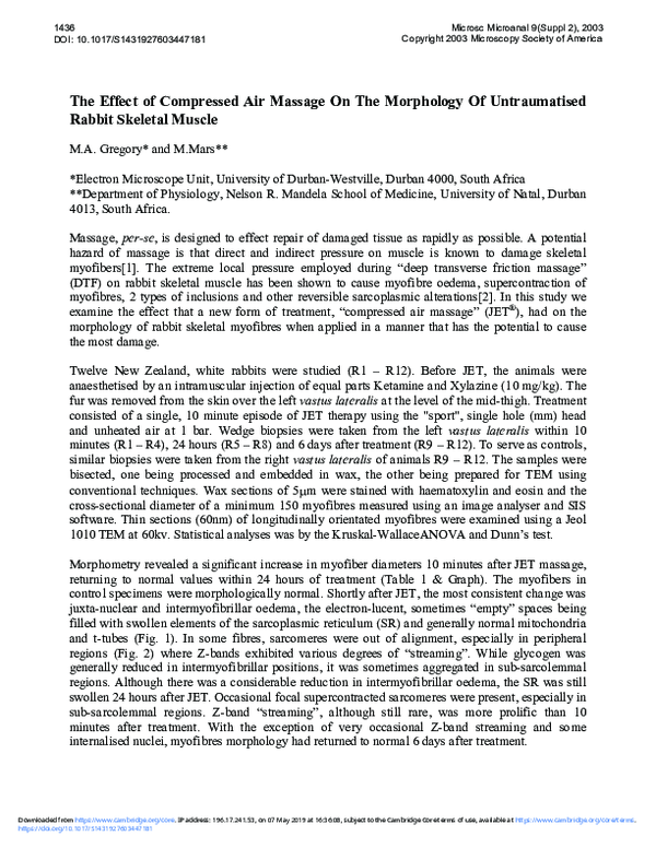 (PDF) The Effect of Compressed Air Massage On The Morphology Of ...