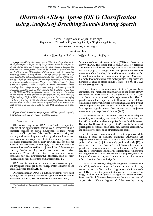 (PDF) Obstructive Sleep Apnea (OSA) Classification Using Analysis of Breathing Sounds During ...