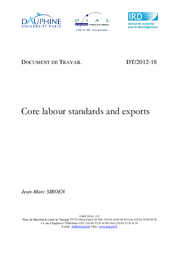 (PDF) Core labour standards and exports
