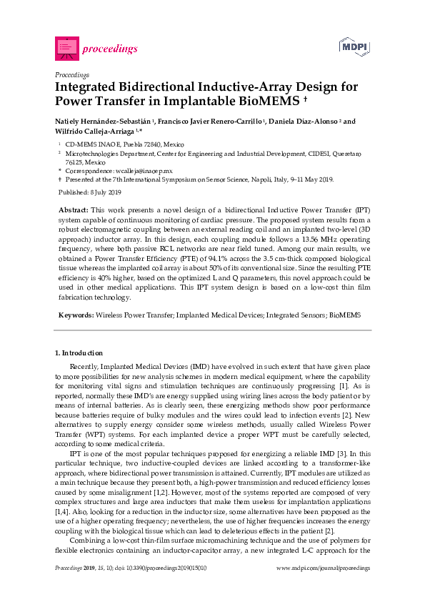 Pdf Integrated Bidirectional Inductive Array Design For Power Transfer In Implantable Biomems