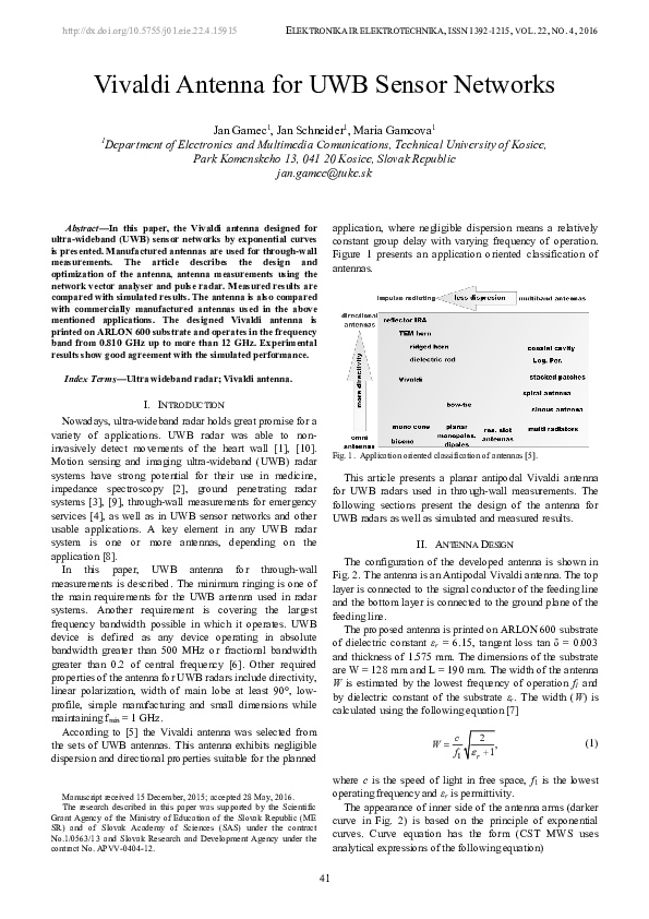 (PDF) Vivaldi Antenna for UWB Sensor Networks