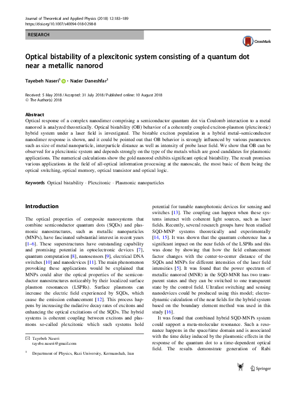 (PDF) Optical Bistability in Plexcitonic Systems
