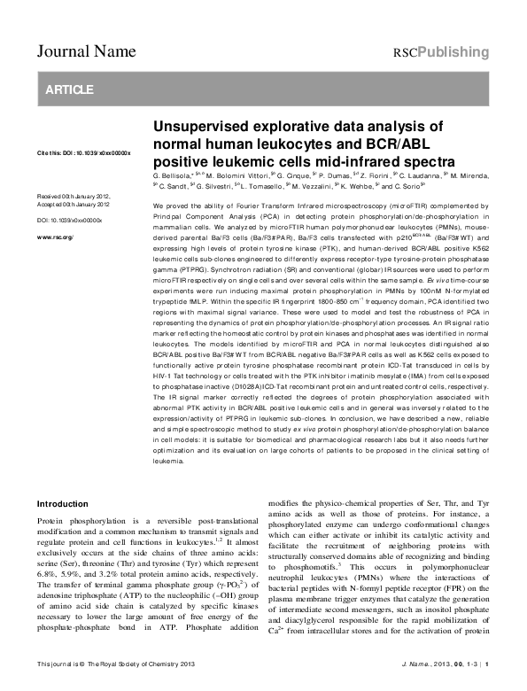Pdf Unsupervised Explorative Data Analysis Of Normal Human Leukocytes 4518