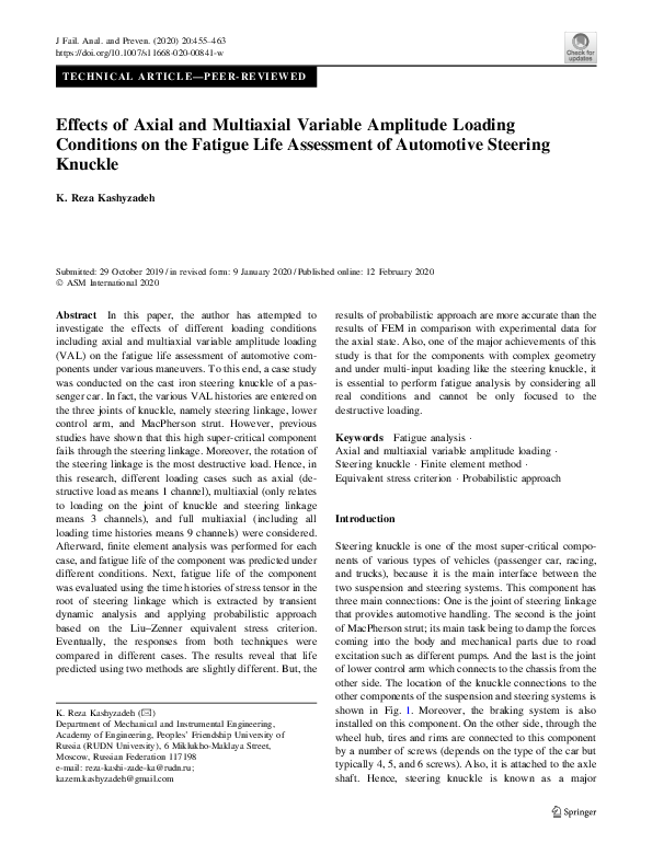 Pdf Effects Of Axial And Multiaxial Variable Amplitude Loading Conditions On The Fatigue Life