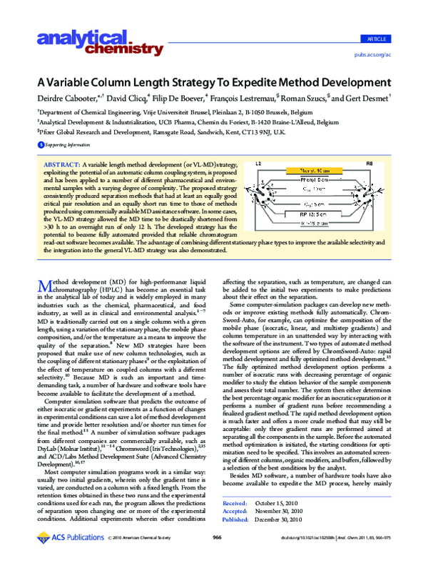 (PDF) A Variable Column Length Strategy To Expedite Method Development