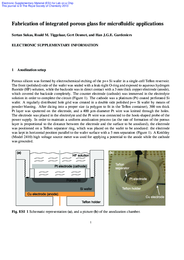 (PDF) Fabrication of integrated porous glass for microfluidic applications