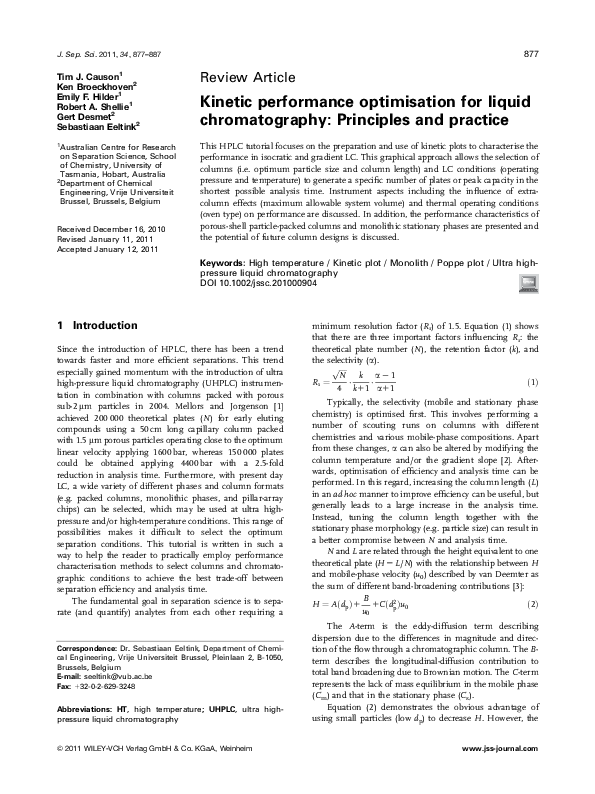 (PDF) Kinetic performance optimisation for liquid chromatography ...