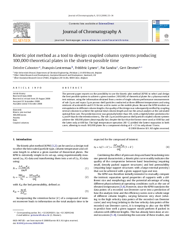 (PDF) Kinetic plot method as a tool to design coupled column systems ...