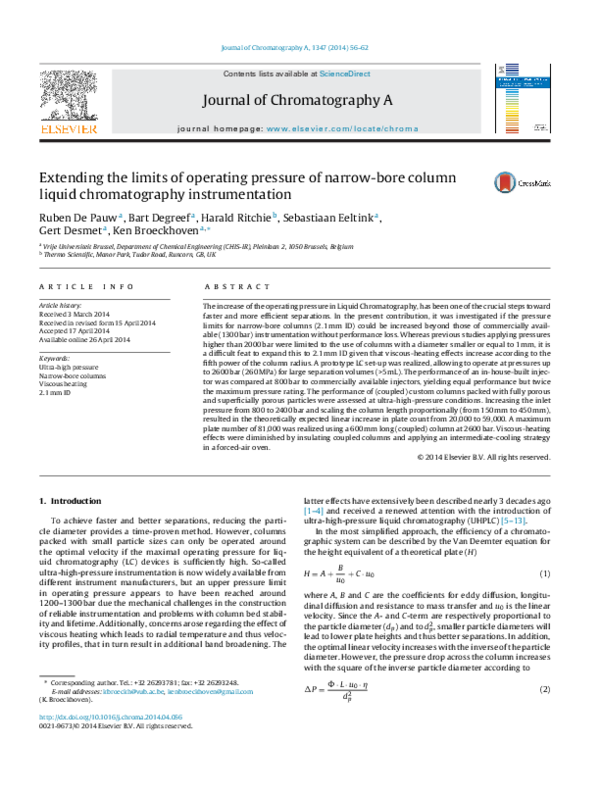 (PDF) Extending the limits of operating pressure of narrow-bore column ...