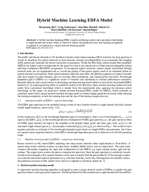 (PDF) Hybrid Machine Learning EDFA Model | ALAN MONTIEL - Academia.edu