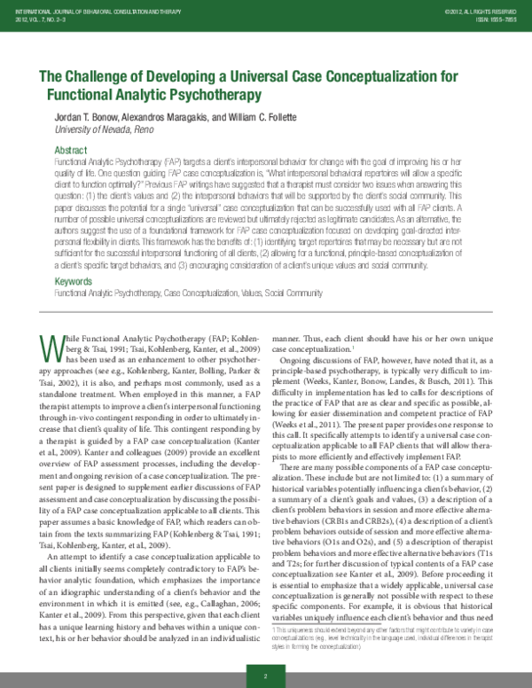 (PDF) The challenge of developing a universal case conceptualization ...
