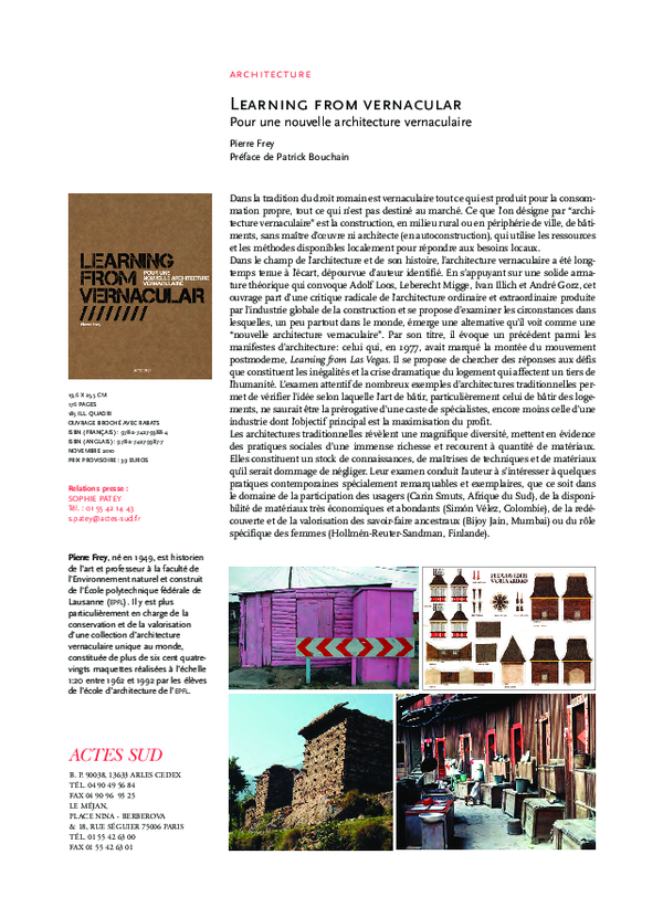 (PDF) Learning from vernacular : pour une nouvelle architecture vernaculaire