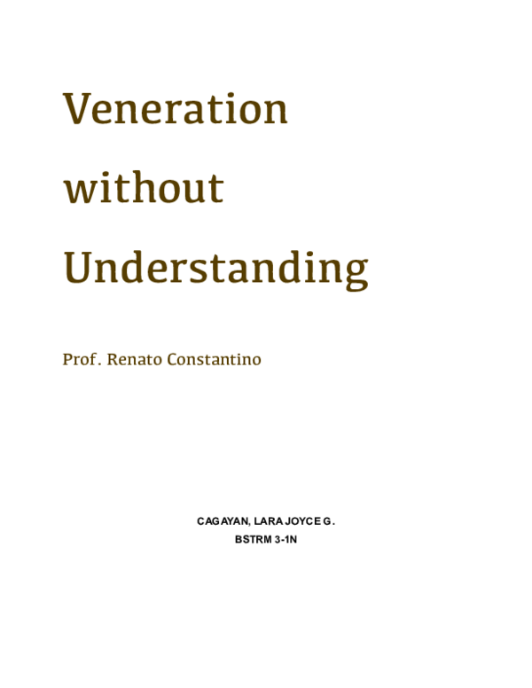 (PDF) Veneration without Understanding by: Prof. Renato Constantino