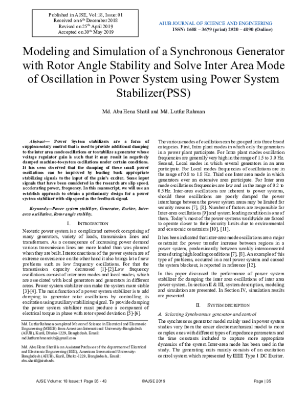Pdf Modeling And Simulation Of A Synchronous Generator With Rotor