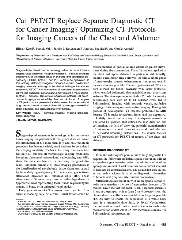 (PDF) Can PET/CT Replace Separate Diagnostic CT for Cancer Imaging ... (PDF) Can PET/CT Replace Separate Diagnostic CT for Cancer Imaging ...
