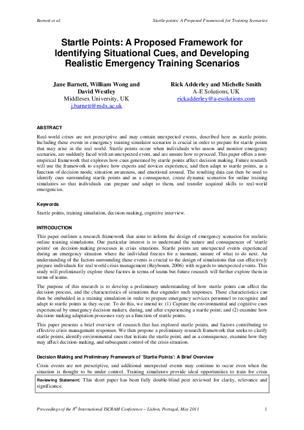 (PDF) Startle points: A proposed framework for identifying situational ...