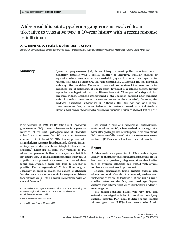 (PDF) Widespread idiopathic pyoderma gangrenosum evolved from ...