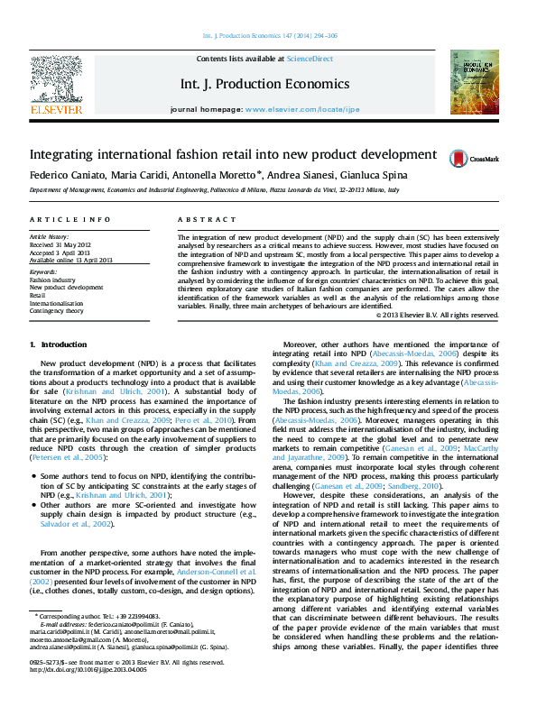 (PDF) Integrating international fashion retail into new product development