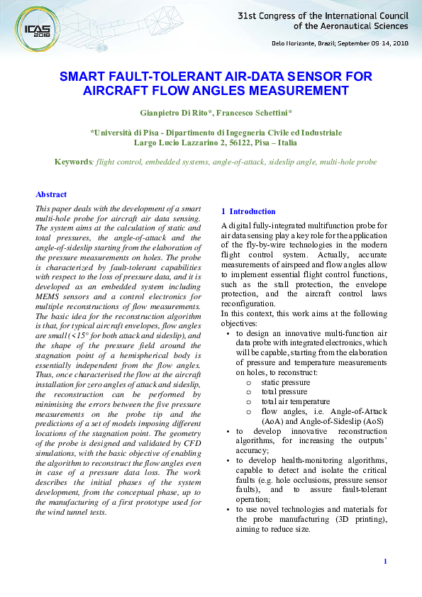 (PDF) Smart Fault-Tolerant Air-Data Sensor for Aircraft Flow Angles ...