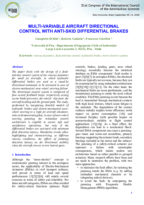(PDF) Multi-variable aircraft directional control with anti-skid ...