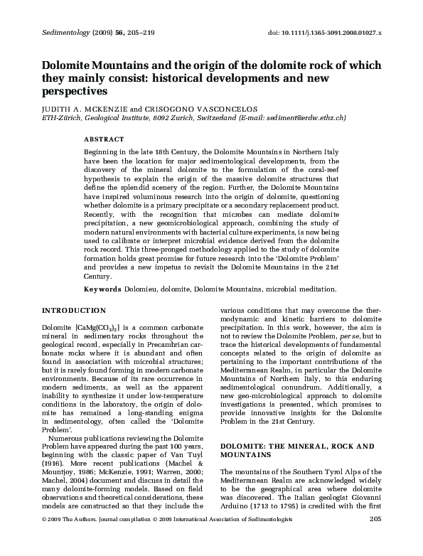 (PDF) Dolomite Mountains and the origin of the dolomite rock of which ...