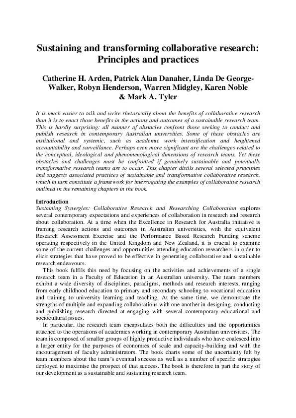 (PDF) Transforming Collaborative Research Practices