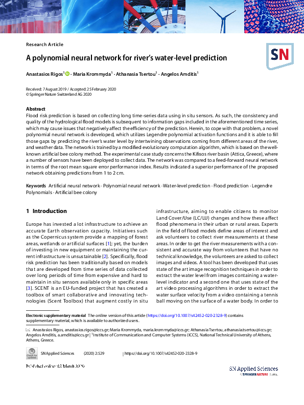 (PDF) A polynomial neural network for river’s water-level prediction
