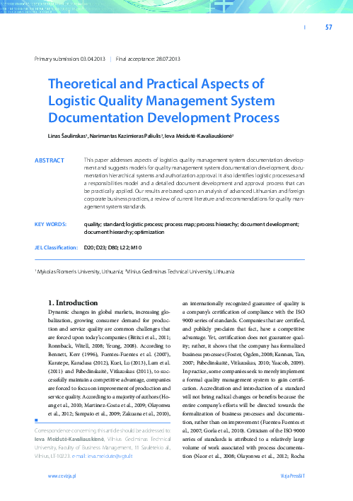 (PDF) Theoretical and Practical Aspects of Logistic Quality Management ...