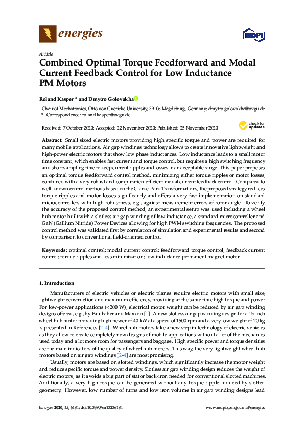 (PDF) Combined Optimal Torque Feedforward and Modal Current Feedback Control for Low Inductance ...