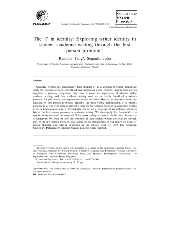 (PDF) The [] I'in identity: Exploring writer identity in student ...