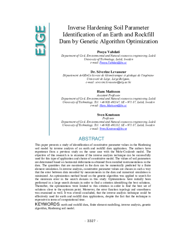 (PDF) Inverse Hardening Soil Parameter Identification of an Earth and Rockfill Dam by Genetic ...