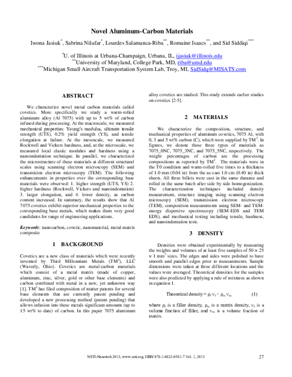 (PDF) Novel aluminum-carbon materials | Iwona Jasiuk - Academia.edu