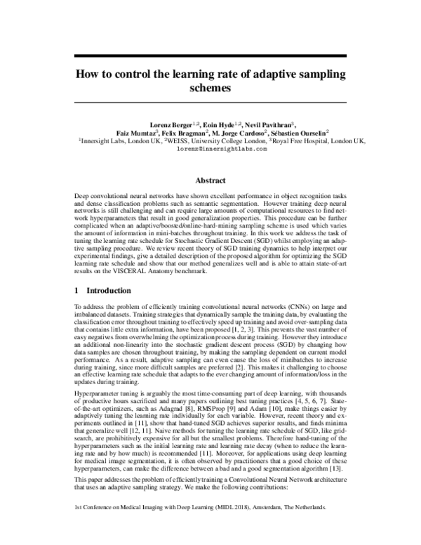 (PDF) How to control the learning rate of adaptive sampling schemes