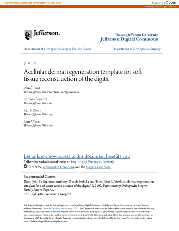 (PDF) Acellular Dermal Regeneration Template for Soft Tissue ...
