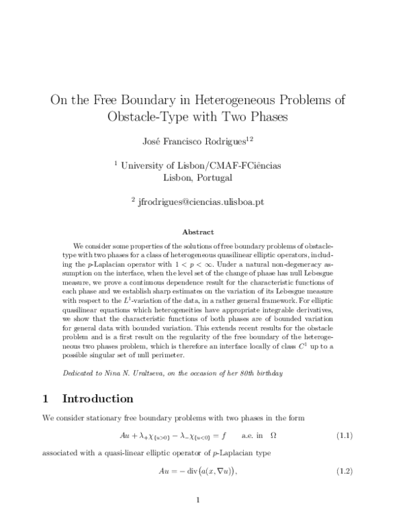 (PDF) On the Free Boundary in Heterogeneous Problems of Obstacle-Type ...