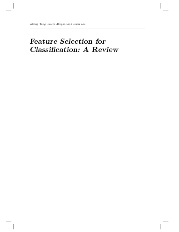 (PDF) Feature selection for classification: A review