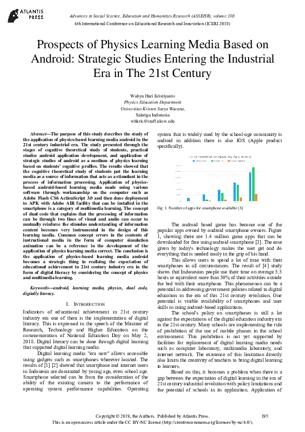 (PDF) Prospects of Physics Learning Media Based on Android: Strategic Studies Entering the ...