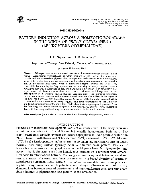 (PDF) Pattern induction across a homeotic boundary in the wings of ...