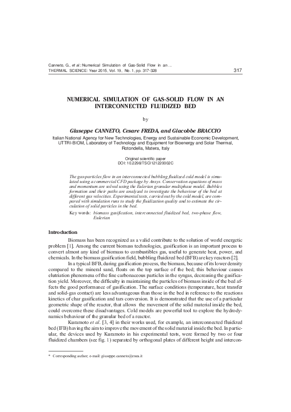 Pdf Numerical Simulation Of Gas Solid Flow In An Internally