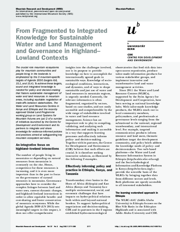 (PDF) From Fragmented to Integrated Knowledge for Sustainable Water and ...