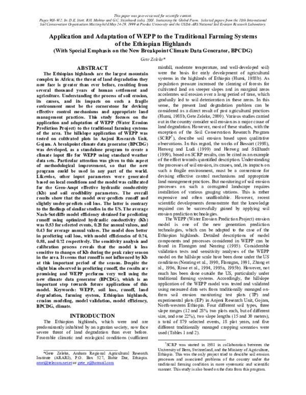 (PDF) Application and Adaptation of WEPP to the Traditional Farming ...