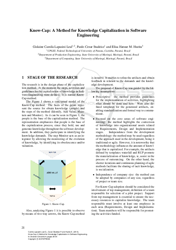 (PDF) Know-Cap: A Method for Knowledge Capitalization in Software Engineering