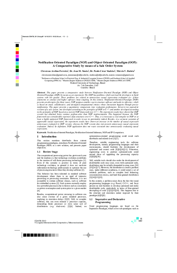 (PDF) Notification Oriented Paradigm (NOP) and Object Oriented Paradigm (OOP): A comparative ...