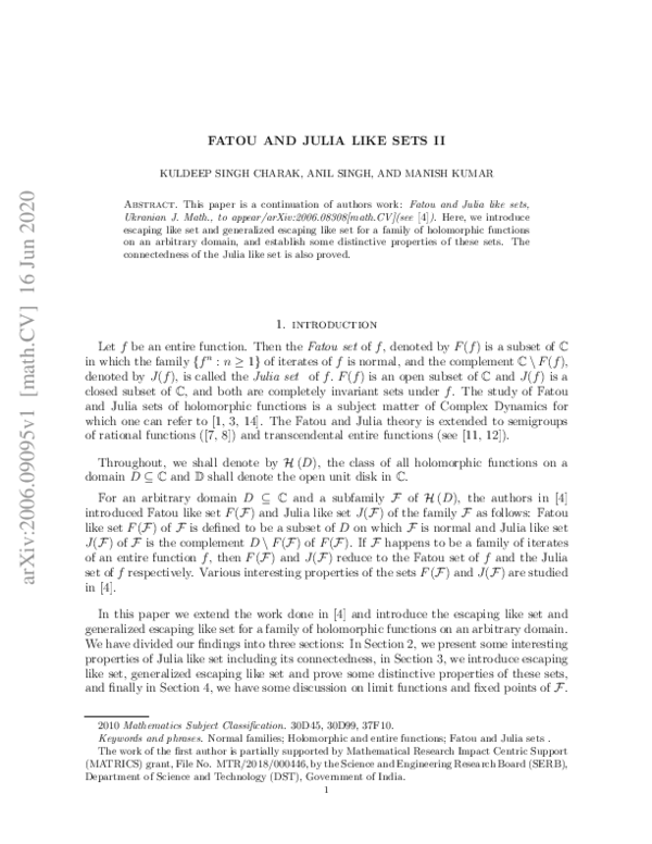 (PDF) Fatou and Julia like sets II