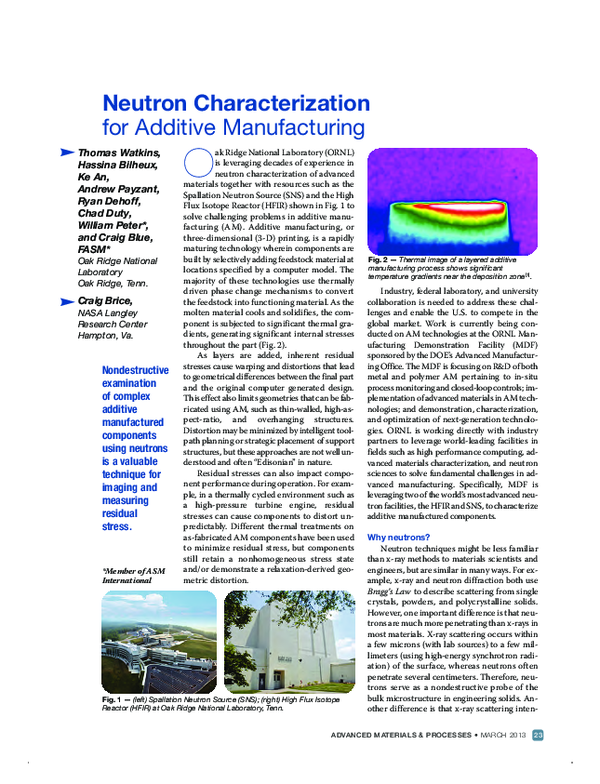 (PDF) Neutron Characterization for Additive Manufacturing
