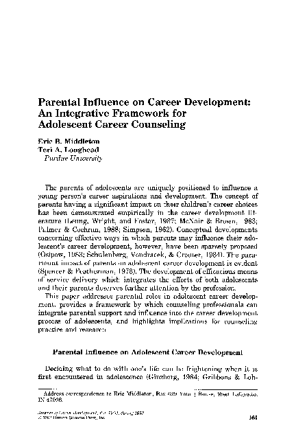 (PDF) Parental influence on career development: An integrative ...