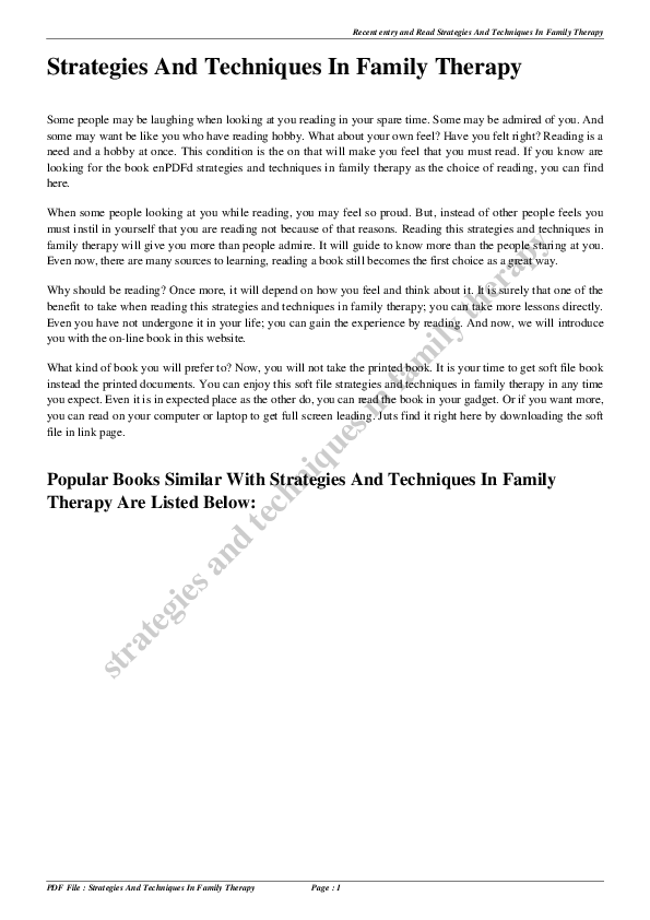 (PDF) Strategies and techniques of family therapy