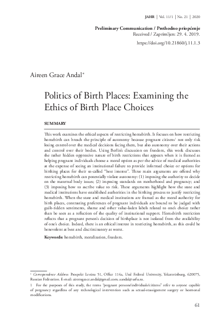 (PDF) Politics of birth places | Aireen Grace Andal - Academia.edu
